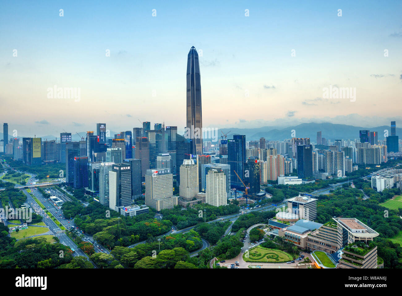 Cityscape of Futian District with the Ping An International Finance ...