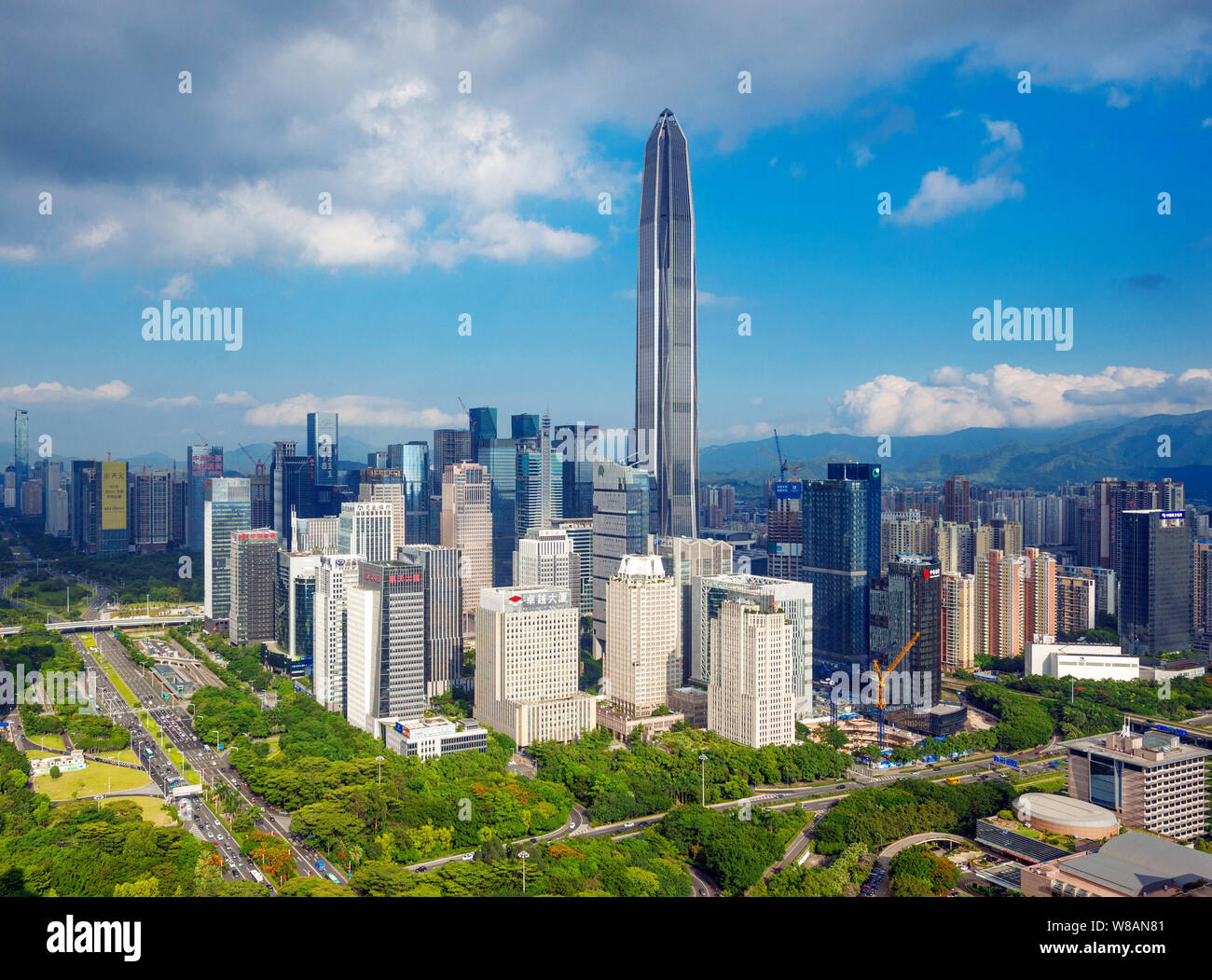 Cityscape of Futian District with the Ping An International Finance ...