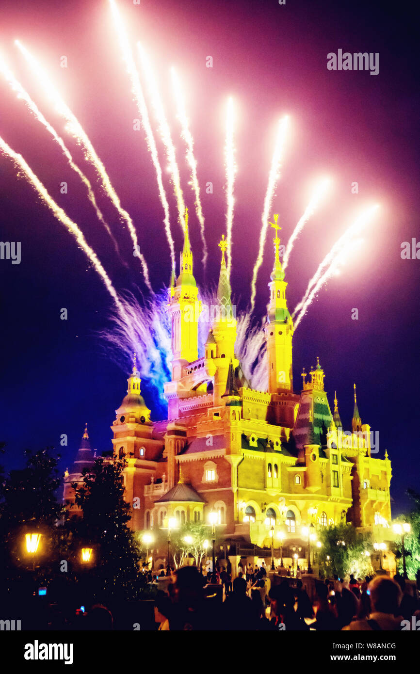 --FILE--Fireworks explode over the Disney Castle at night in the ...