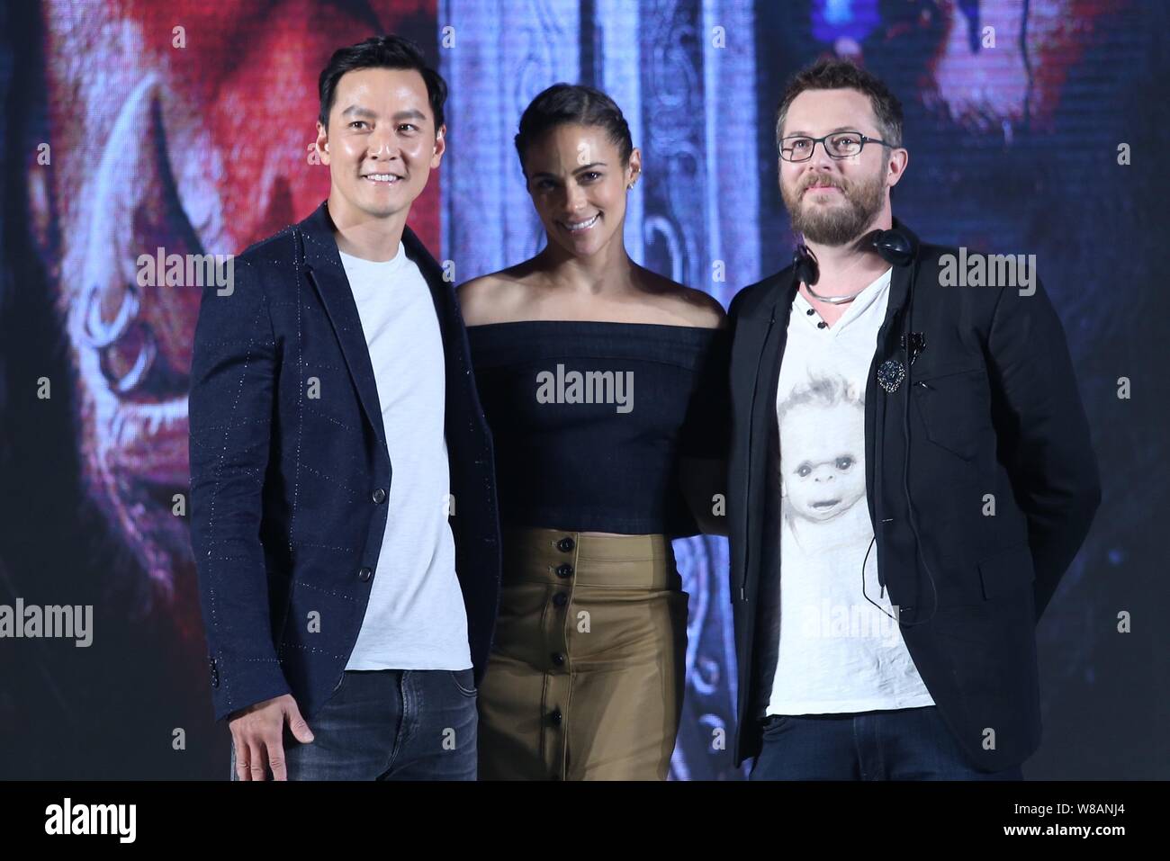 (From left) Hong Kong actor Daniel Wu, American actress Paula Patton ...