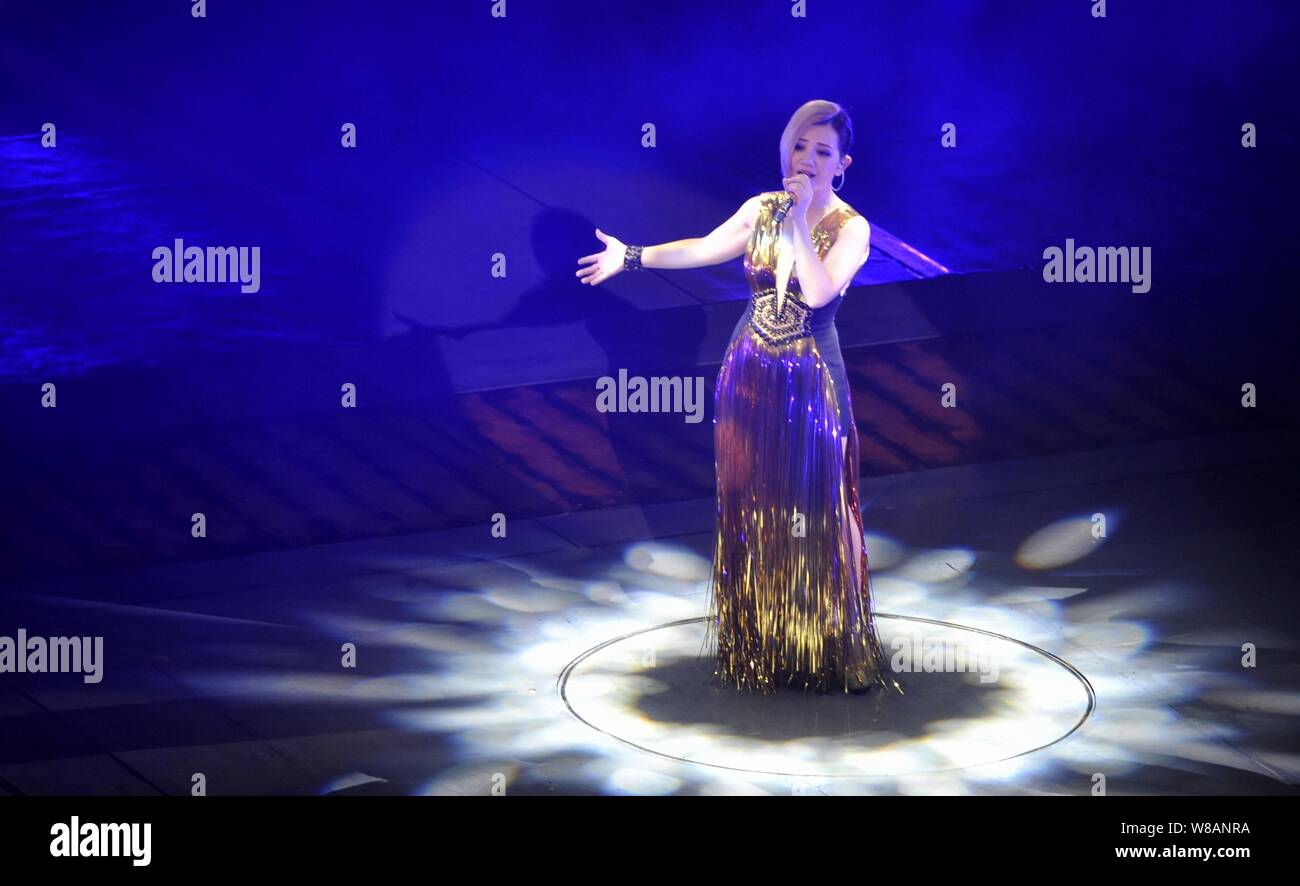 Malaysian singer Fish Leong performs during her China tour concert in ...