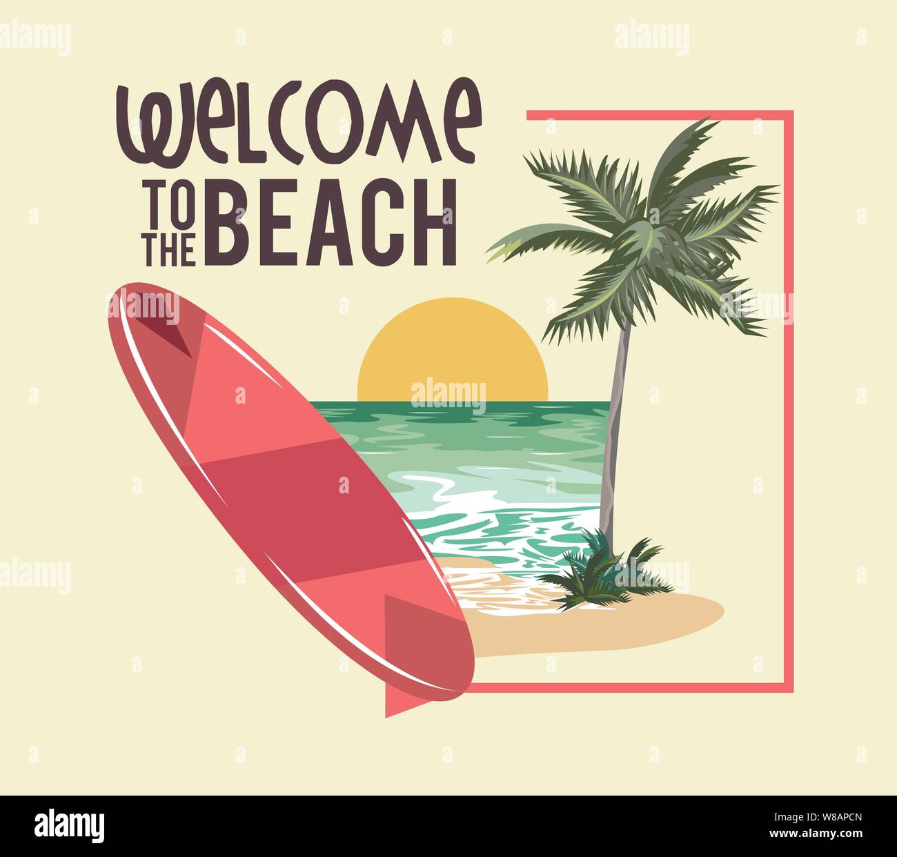 Welcome to the beach summer card Stock Vector Image & Art - Alamy