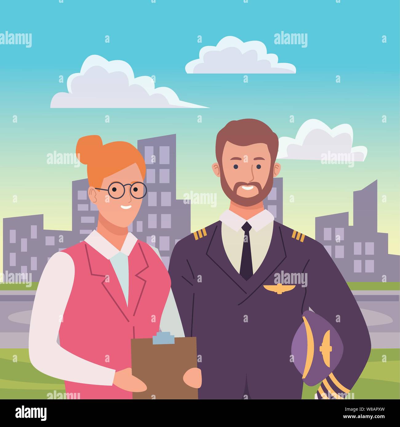Professionals workers couple smiling cartoons Stock Vector Image & Art ...