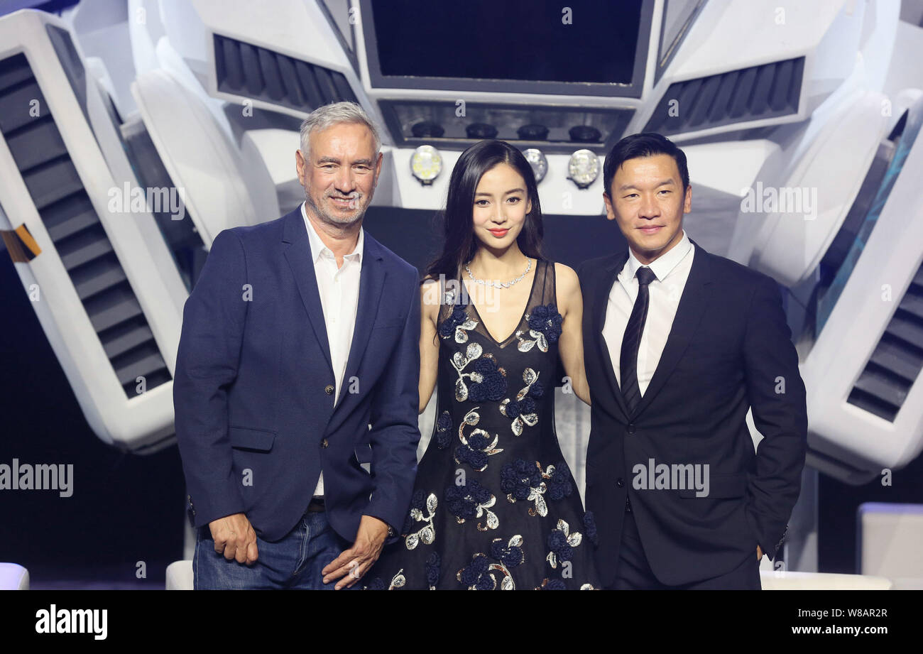 (From left) German film director Roland Emmerich, Hong Kong model and ...