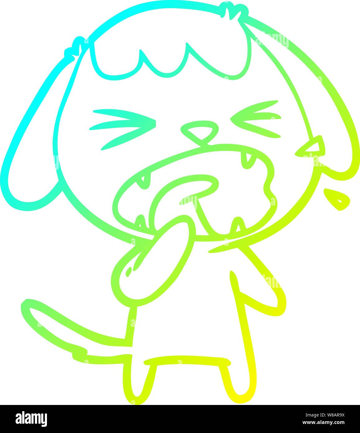 cold gradient line drawing of a cute cartoon dog barking Stock Vector ...