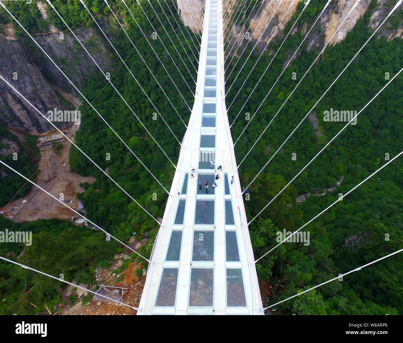 Aerial view of the world's longest and highest glass-bottomed bridge ...
