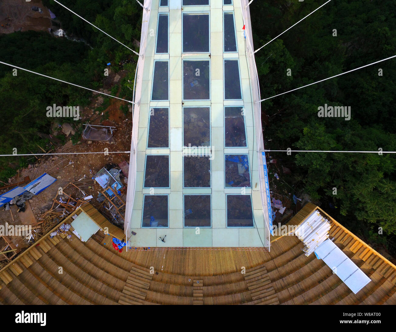 Aerial view of the world's longest and highest glass-bottomed bridge ...