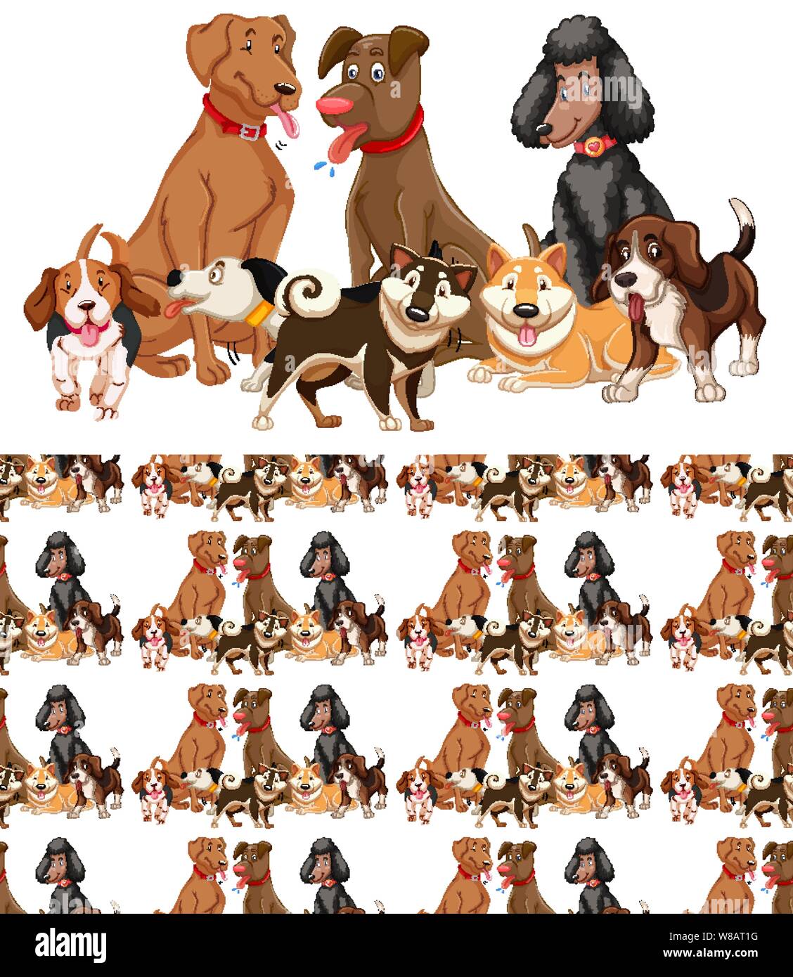 Seamless background design with many dogs illustration Stock Vector ...