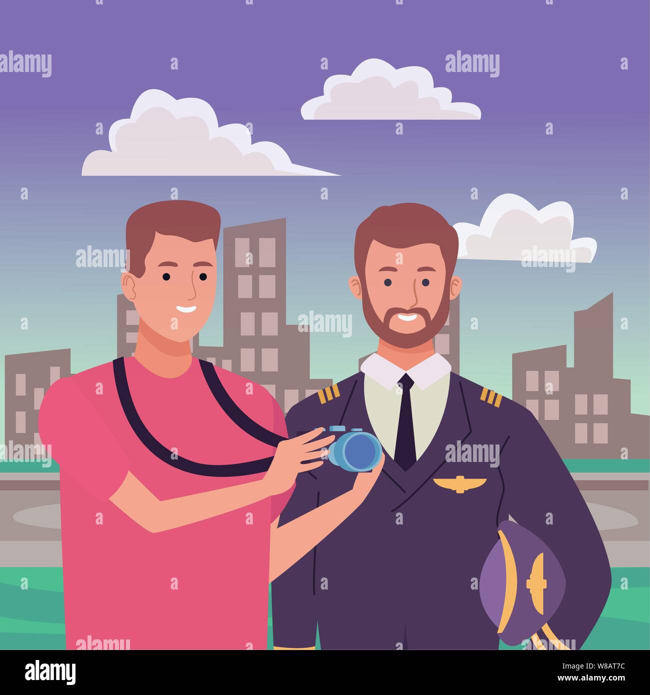 Professionals workers couple smiling cartoons Stock Vector Image & Art ...