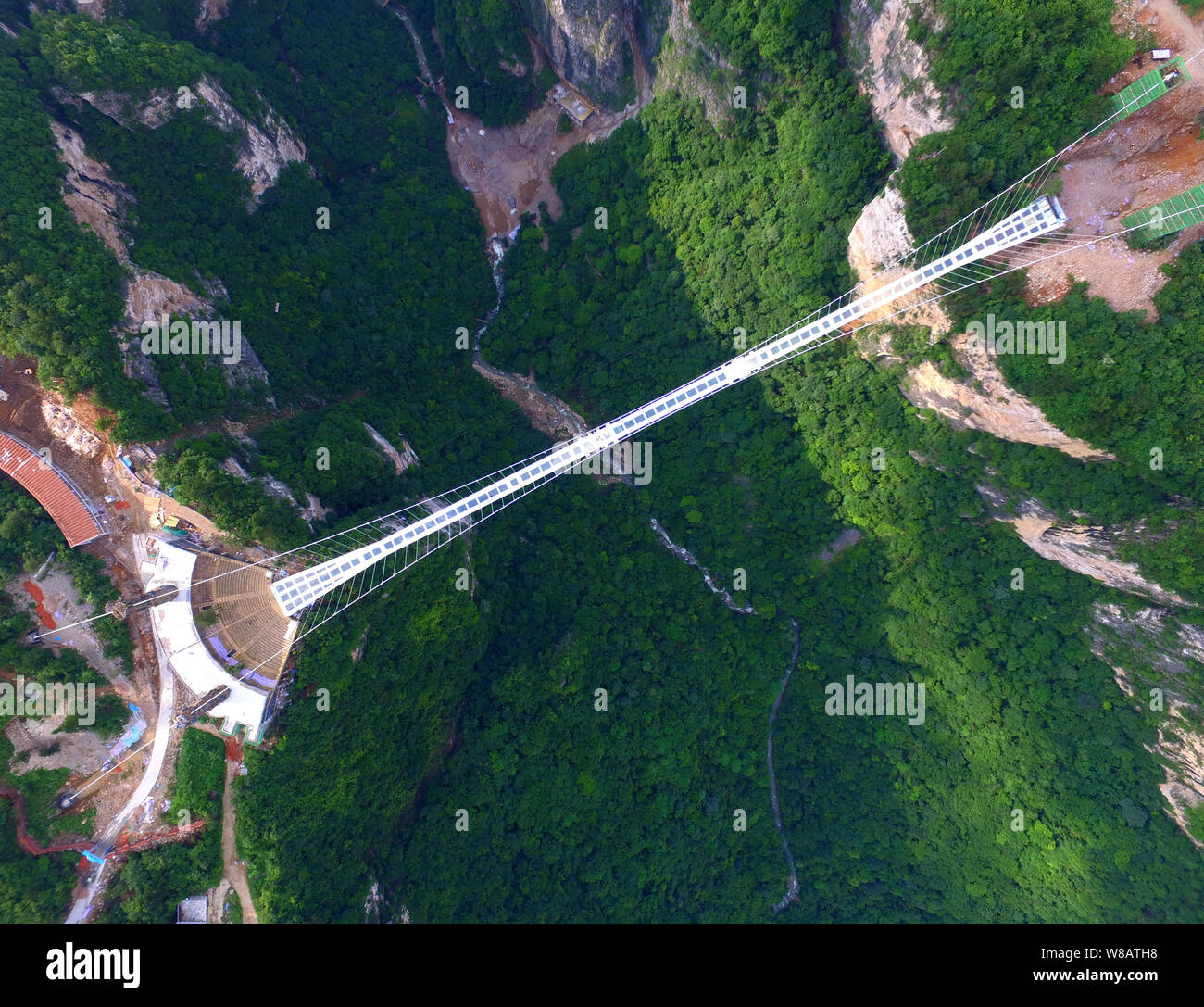Aerial view of the world's longest and highest glass-bottomed bridge ...