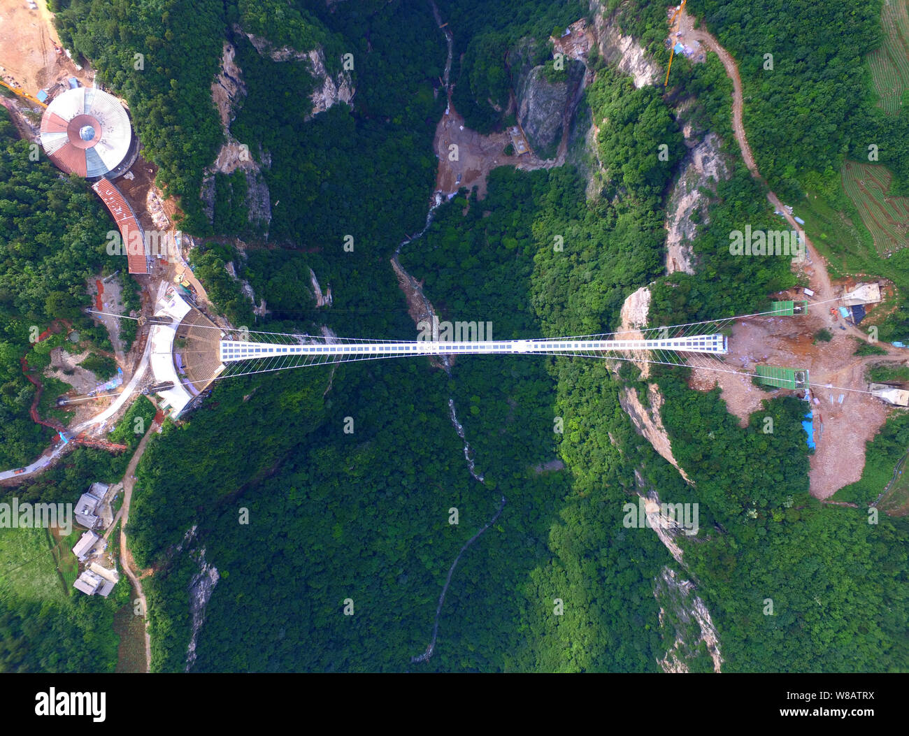 Aerial view of the world's longest and highest glass-bottomed bridge ...