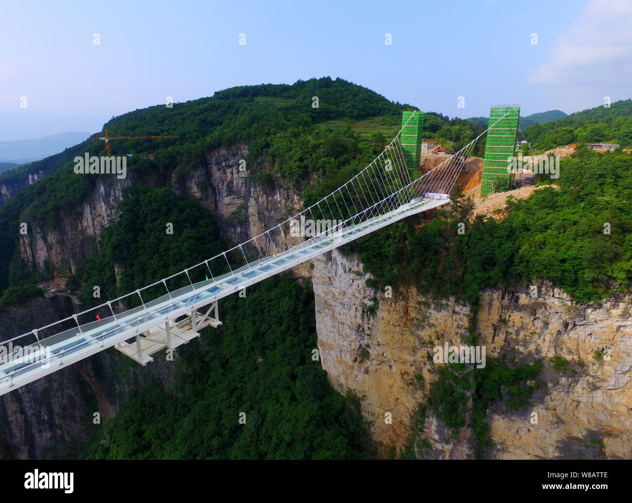 Aerial view of the world's longest and highest glass-bottomed bridge ...