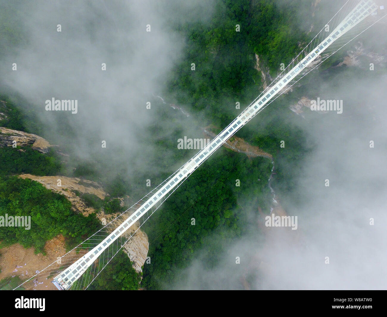 An aerial view of the world's longest and highest glass-bottomed bridge ...
