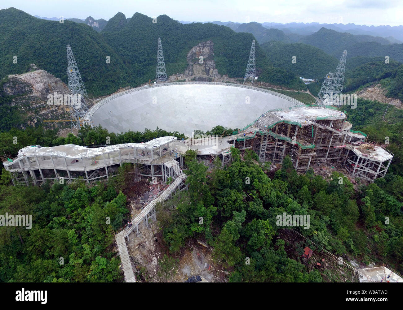 Aerial view of the construction site of the world's largest radio ...