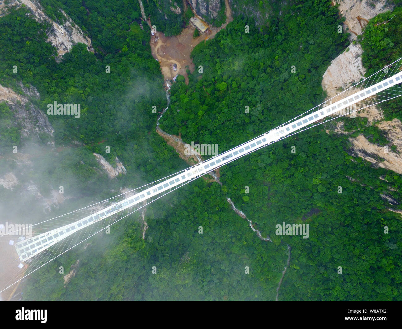 An aerial view of the world's longest and highest glass-bottomed bridge ...