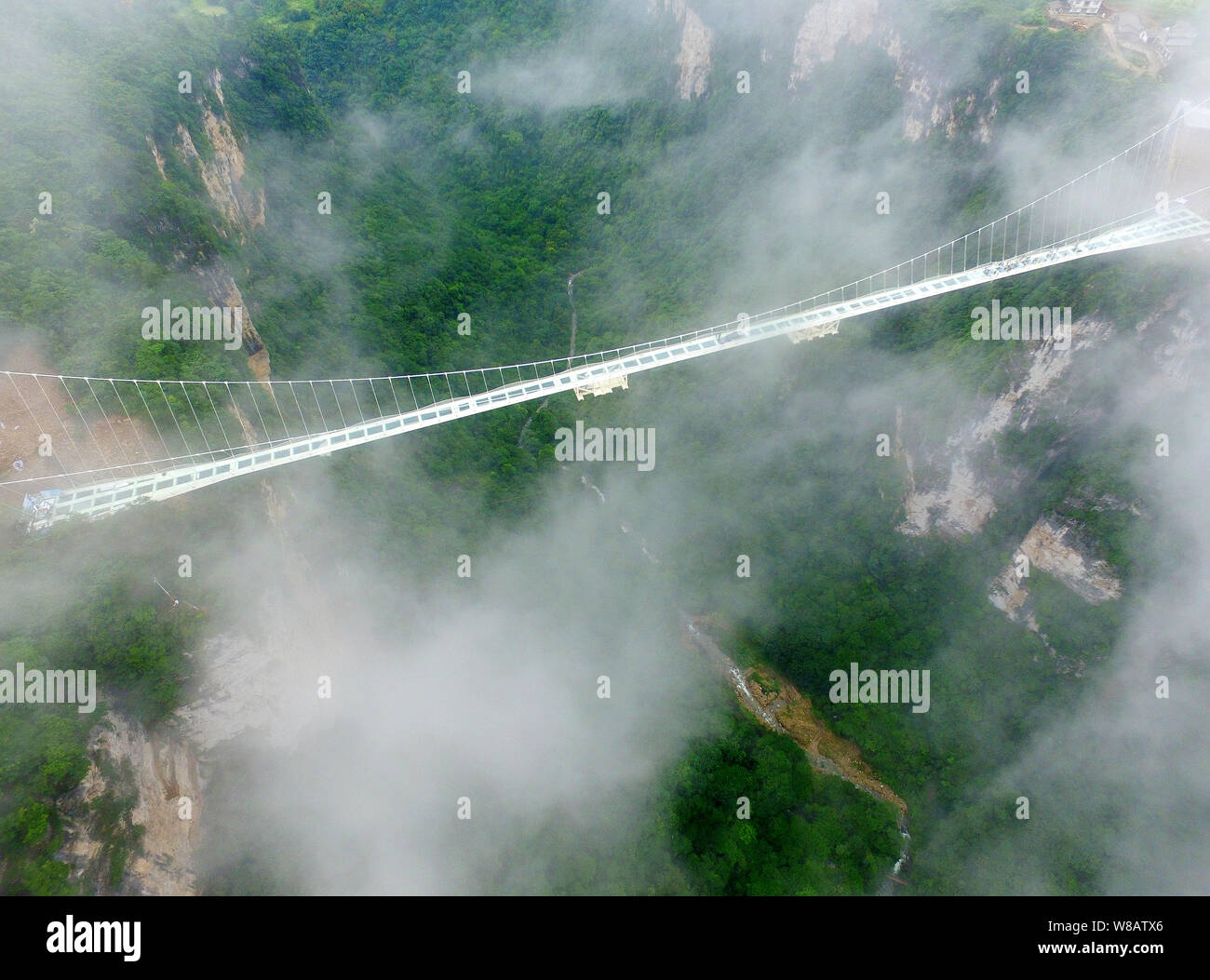 An aerial view of the world's longest and highest glass-bottomed bridge ...