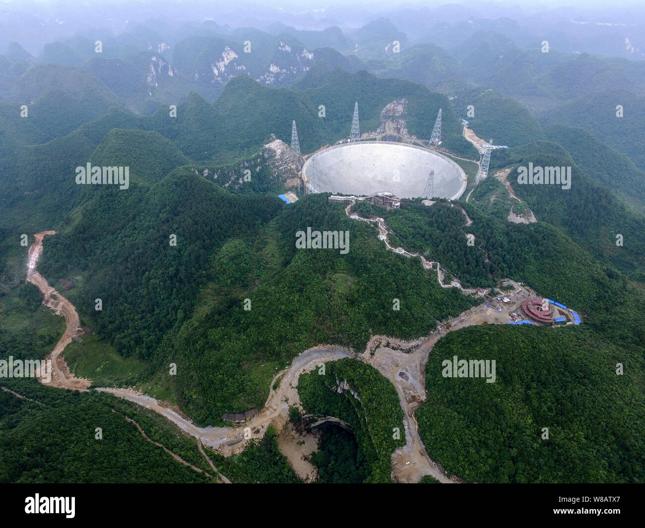 Aerial view of the construction site of the world's largest radio ...