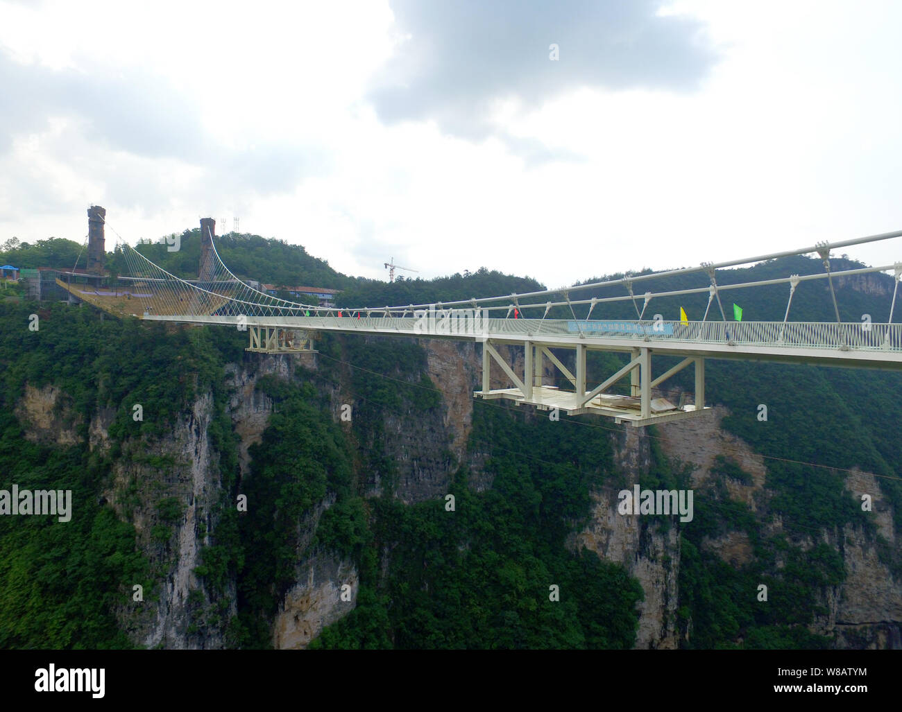 View of the world's longest and highest glass-bottomed bridge over the ...