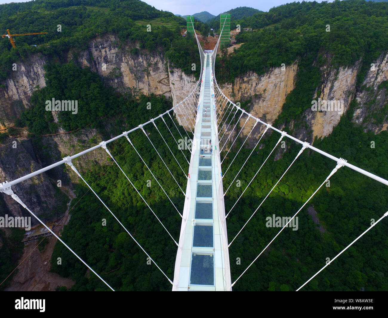 View of the world's longest and highest glass-bottomed bridge over the ...