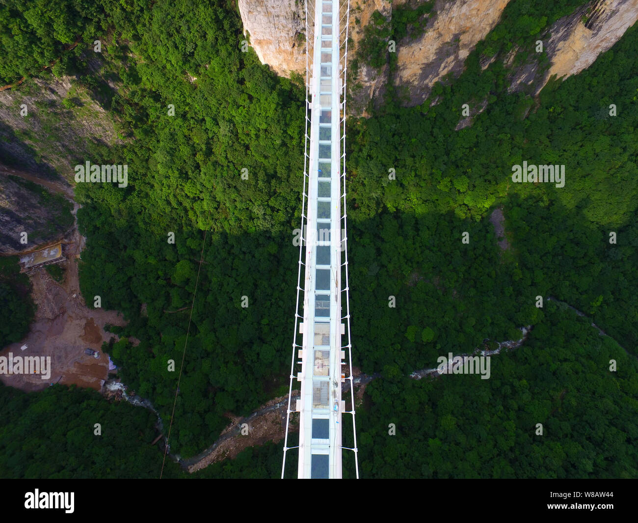 Aerial view of the world's longest and highest glass-bottomed bridge ...