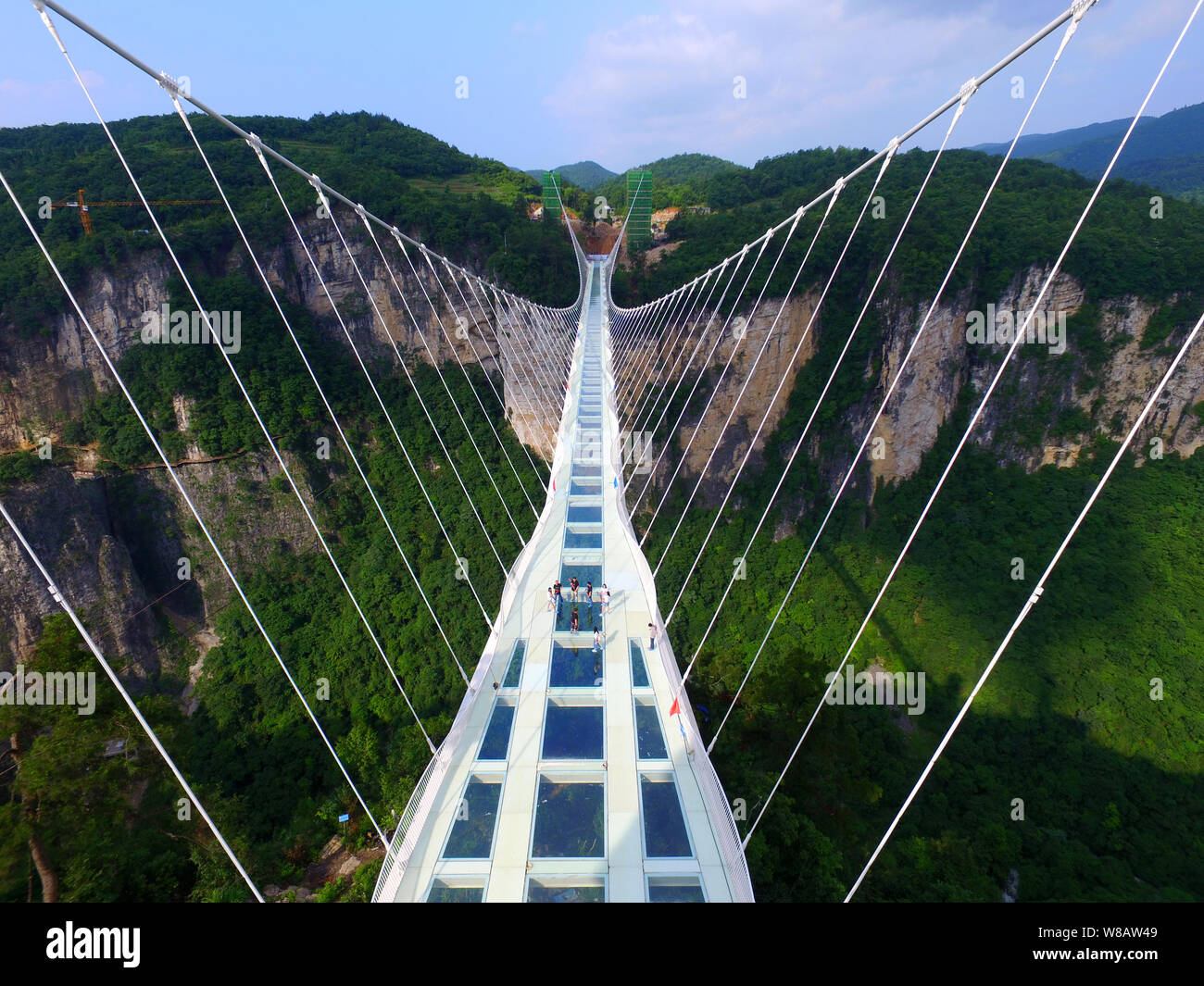 View of the world's longest and highest glass-bottomed bridge over the ...