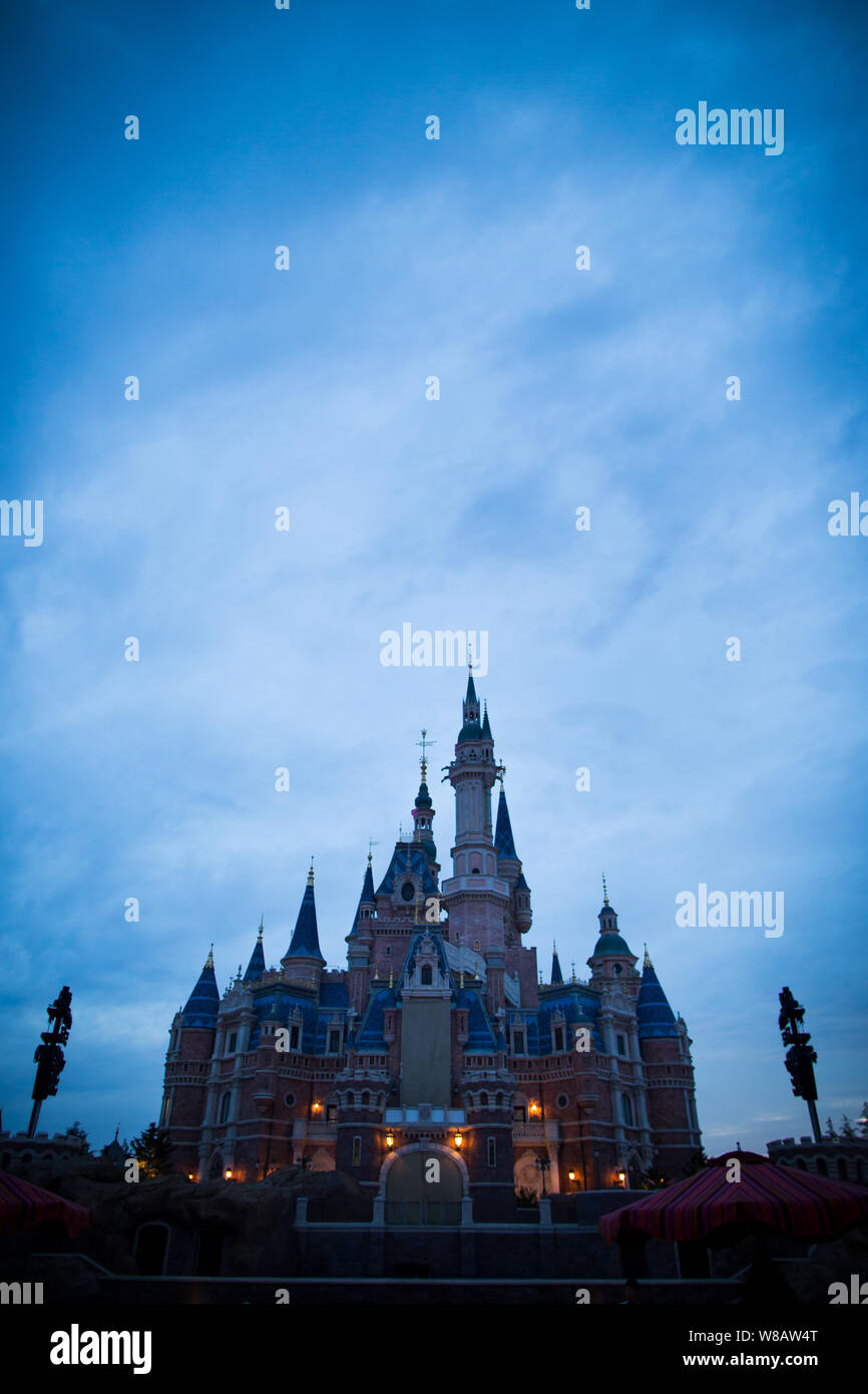 View of the castle in the Shanghai Disneyland at the Shanghai Disney ...