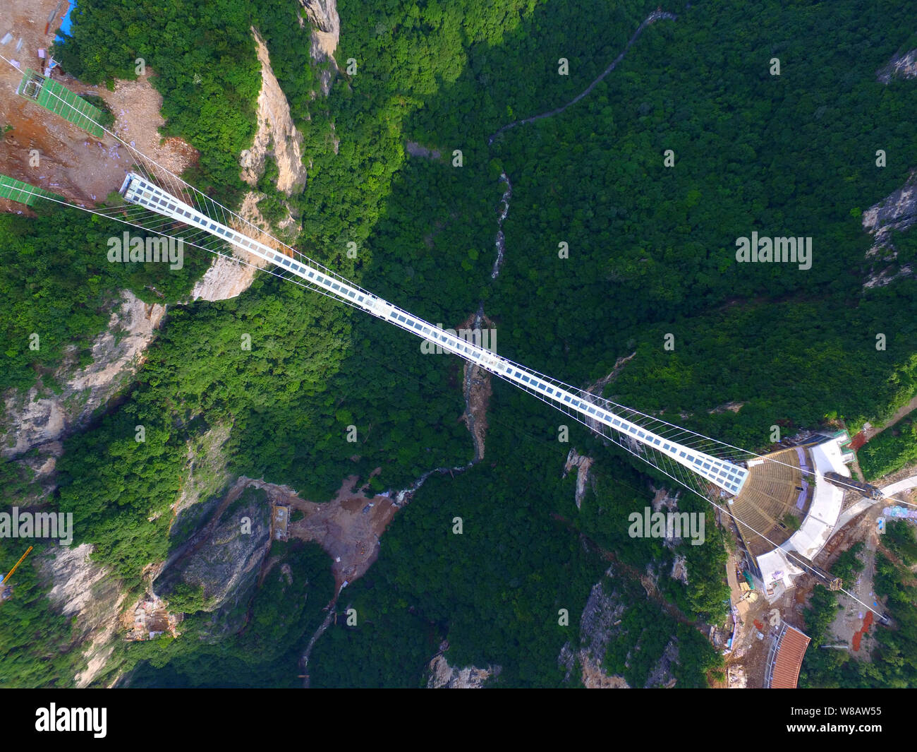 Aerial view of the world's longest and highest glass-bottomed bridge ...