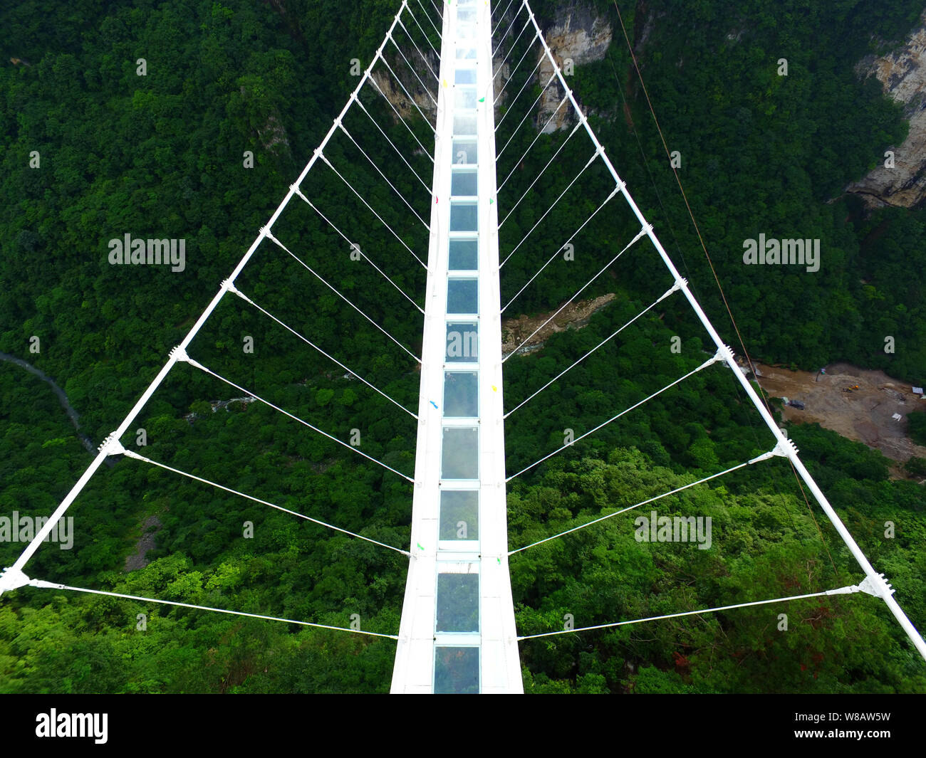 View of the world's longest and highest glass-bottomed bridge over the ...