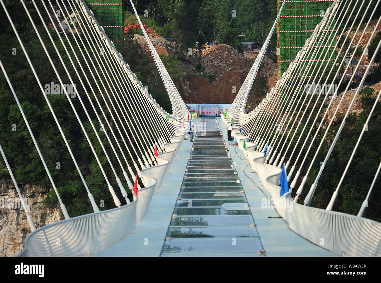 View of the world's longest and highest glass-bottomed bridge over the ...