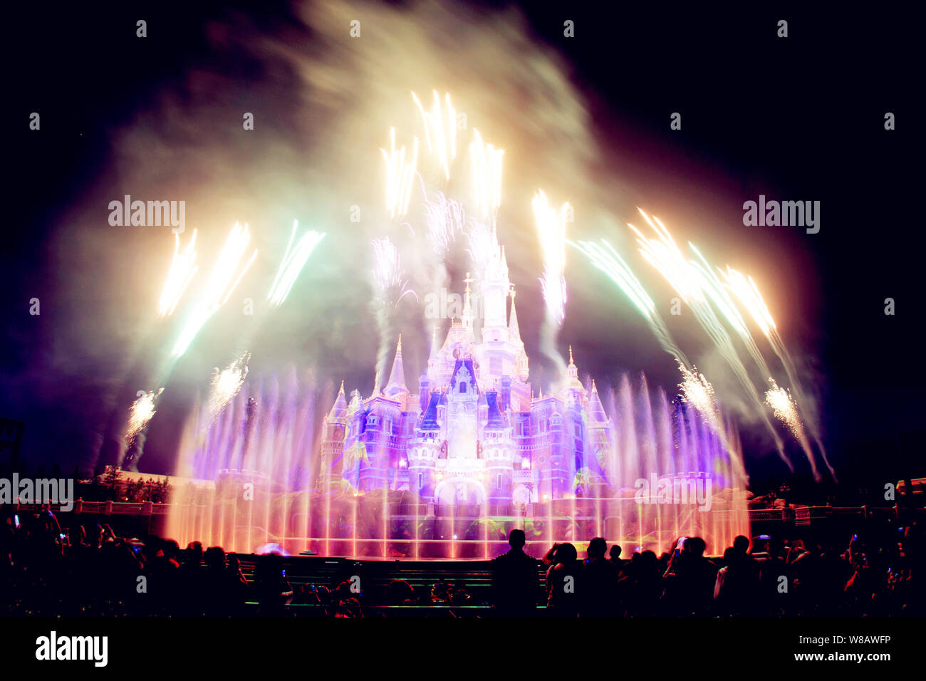 --FILE--Fireworks explode over the Disney Castle at night in the ...