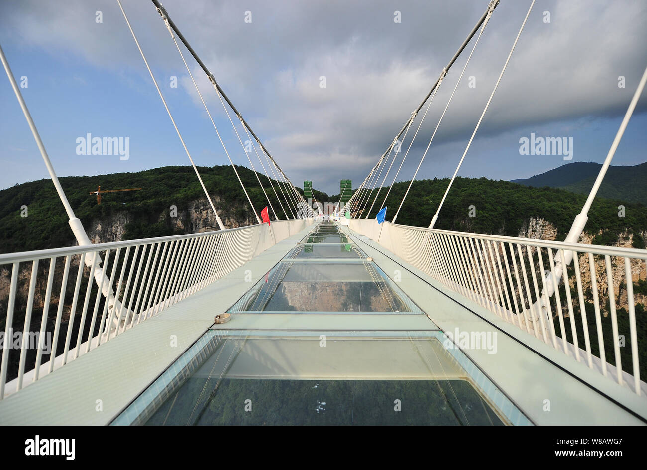 View of the world's longest and highest glass-bottomed bridge over the ...