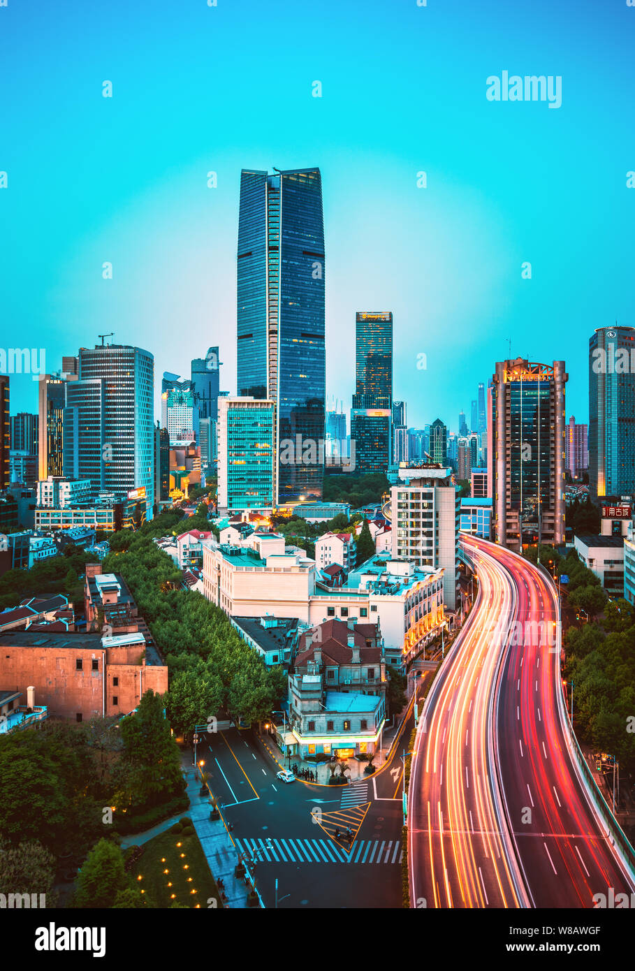 --FILE--Night view of the PuLi Hotel and Spa, tallest, and other high ...