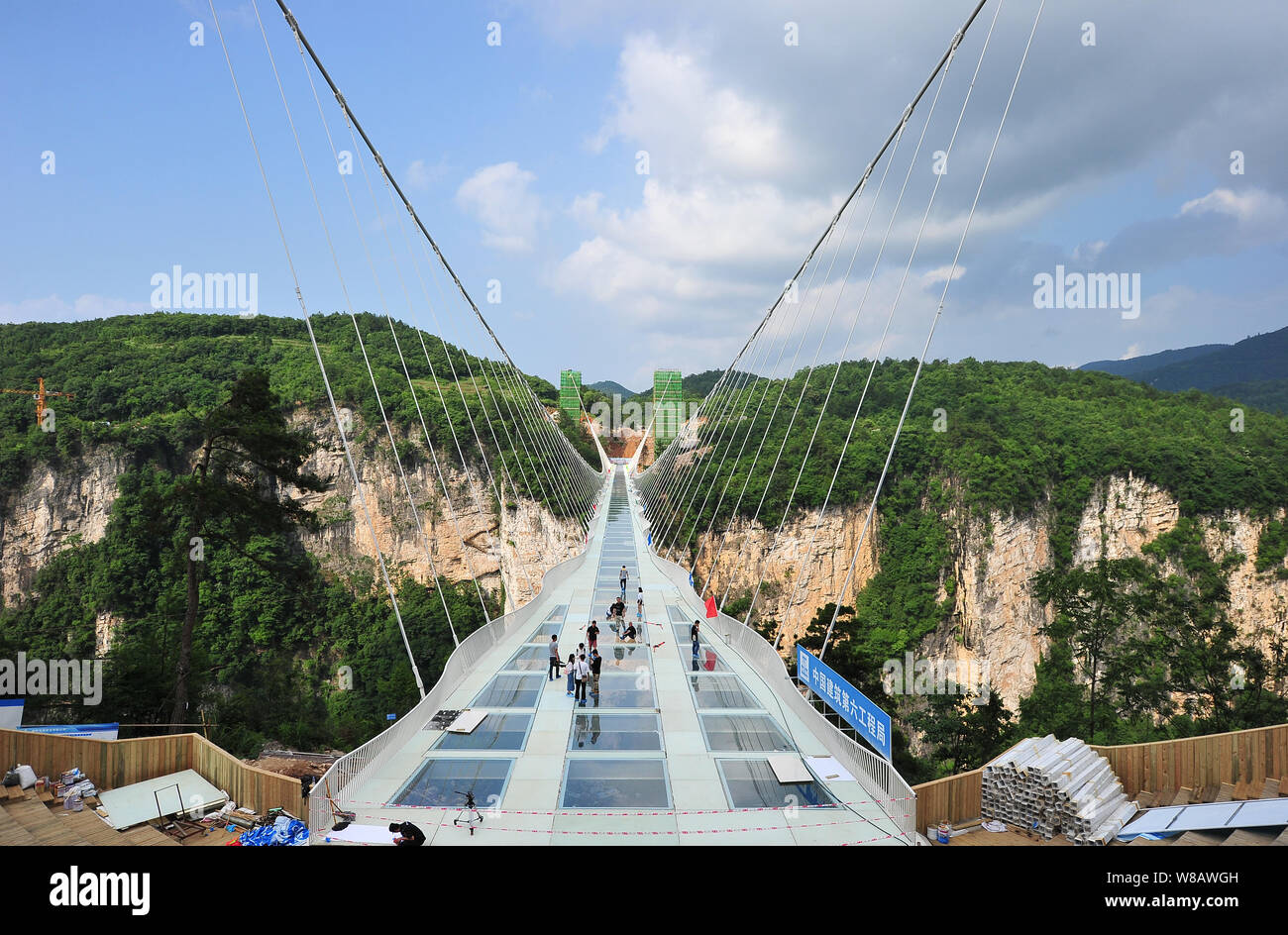 View of the world's longest and highest glass-bottomed bridge over the ...