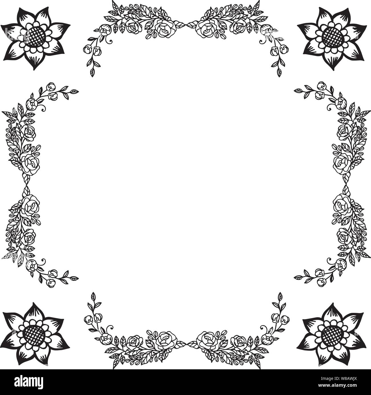 Various elegant card, with abstract leaves and wreath frame. Vector ...