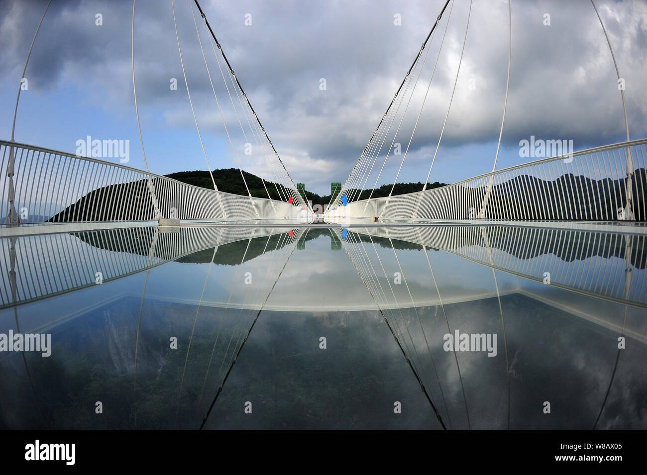 View of the world's longest and highest glass-bottomed bridge over the ...