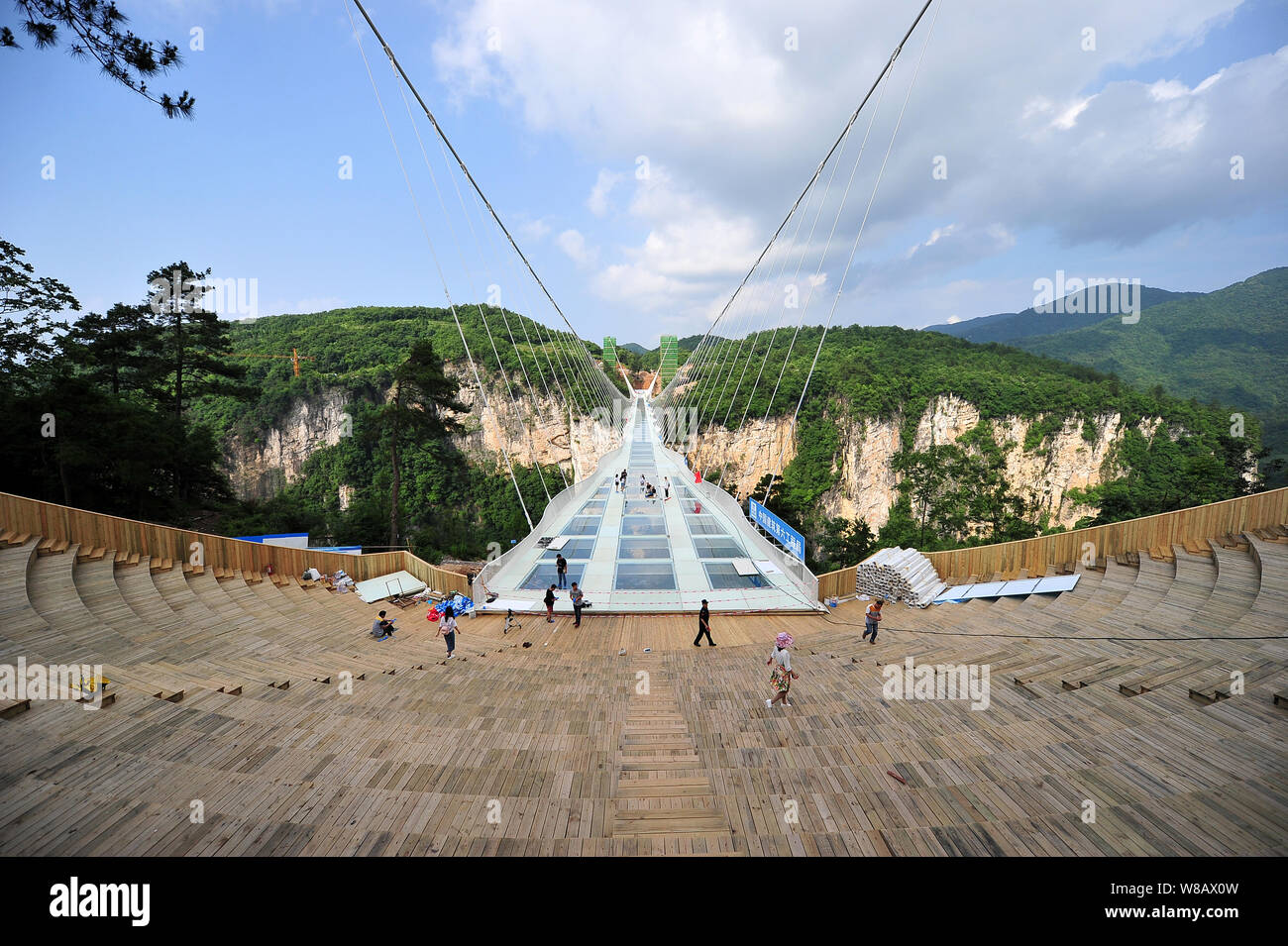 View of the world's longest and highest glass-bottomed bridge over the ...