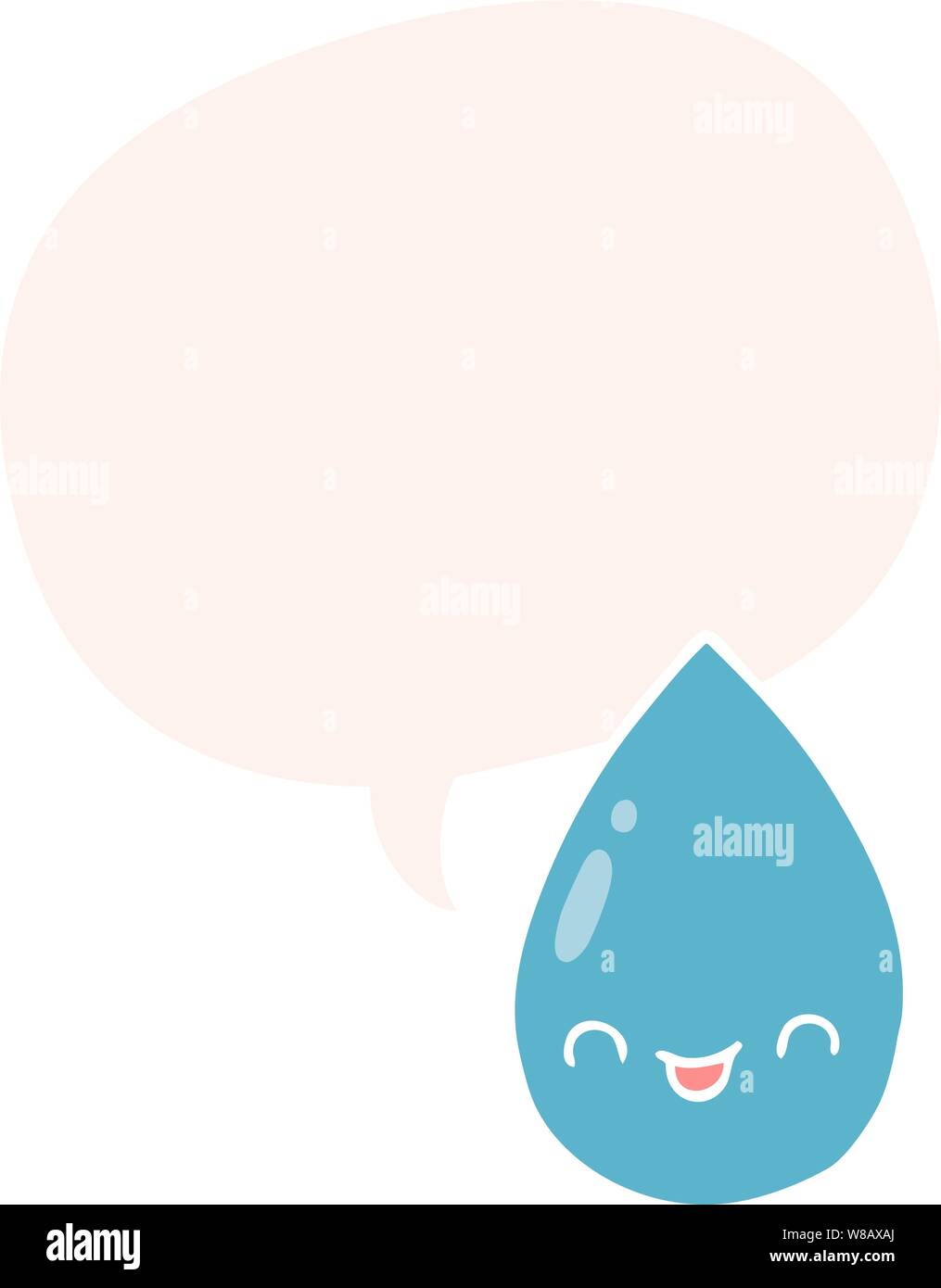 cartoon cute raindrop with speech bubble in retro style Stock Vector ...