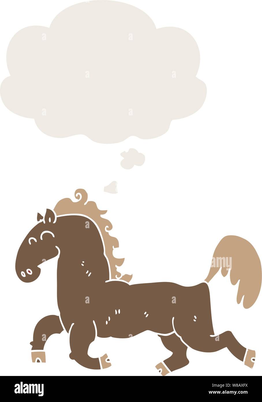 cartoon stallion with thought bubble in retro style Stock Vector Image ...