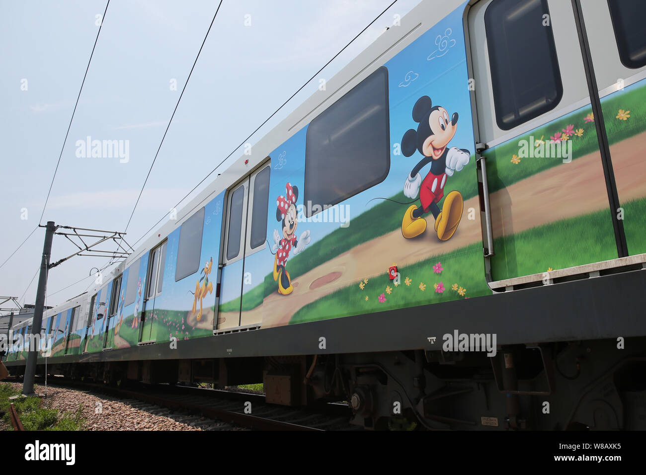 A Disney-themed subway train of the Shanghai Metro Line 11 linking the ...