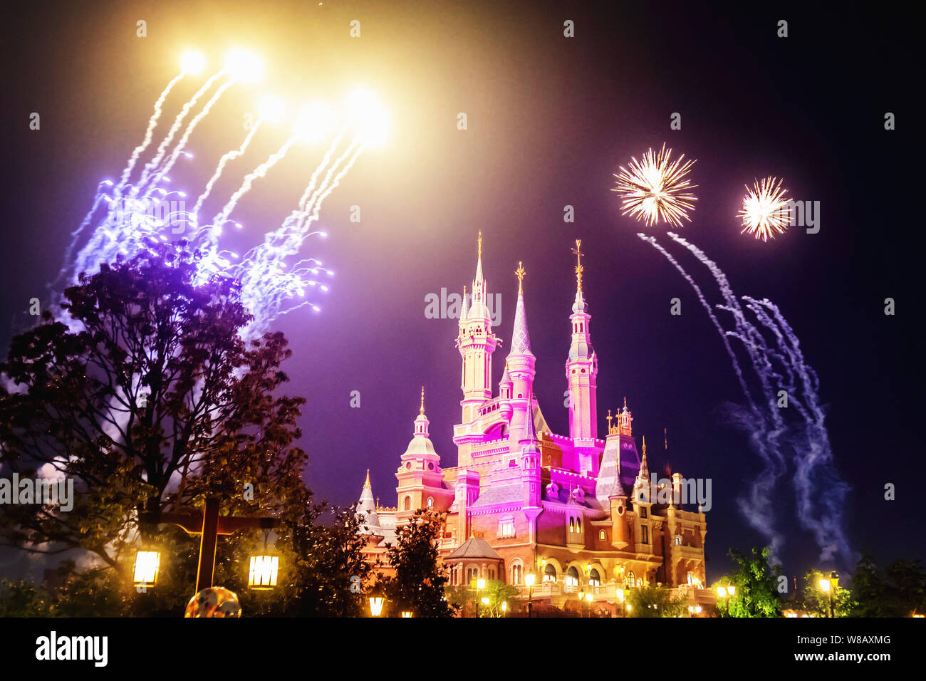 --FILE--Fireworks explode over the Disney Castle at night in the ...