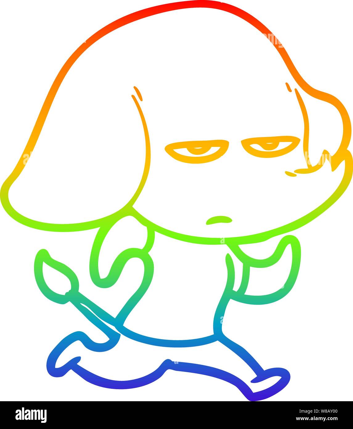 rainbow gradient line drawing of a annoyed cartoon elephant Stock ...