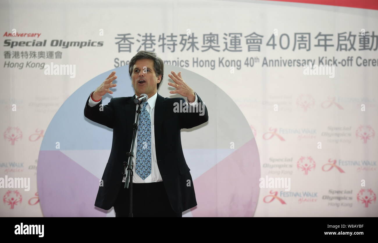 Timothy Shriver, Chairman and CEO of Special Olympics, delivers a ...
