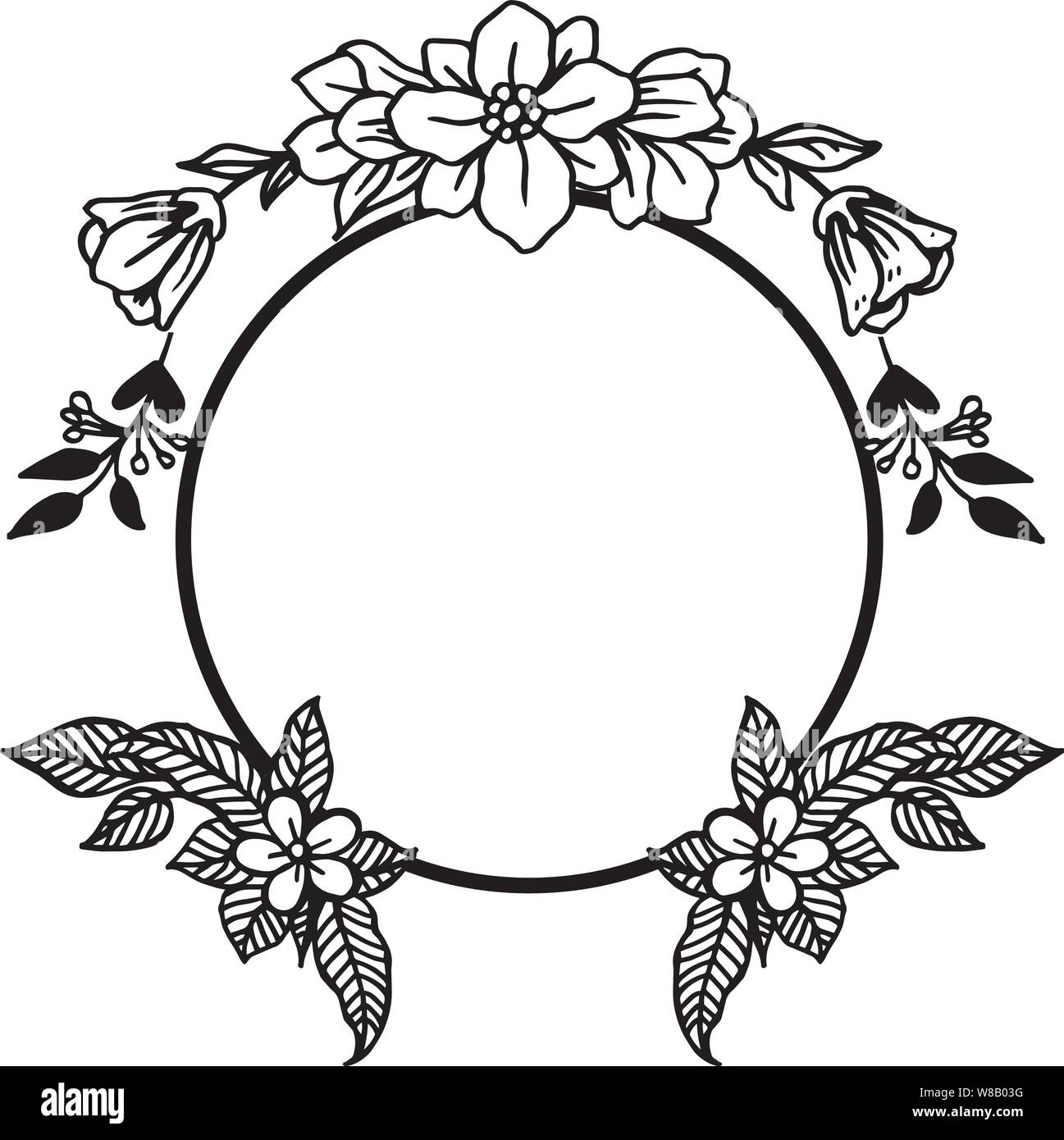 Flower frame in sketch style, for various design of greeting card ...