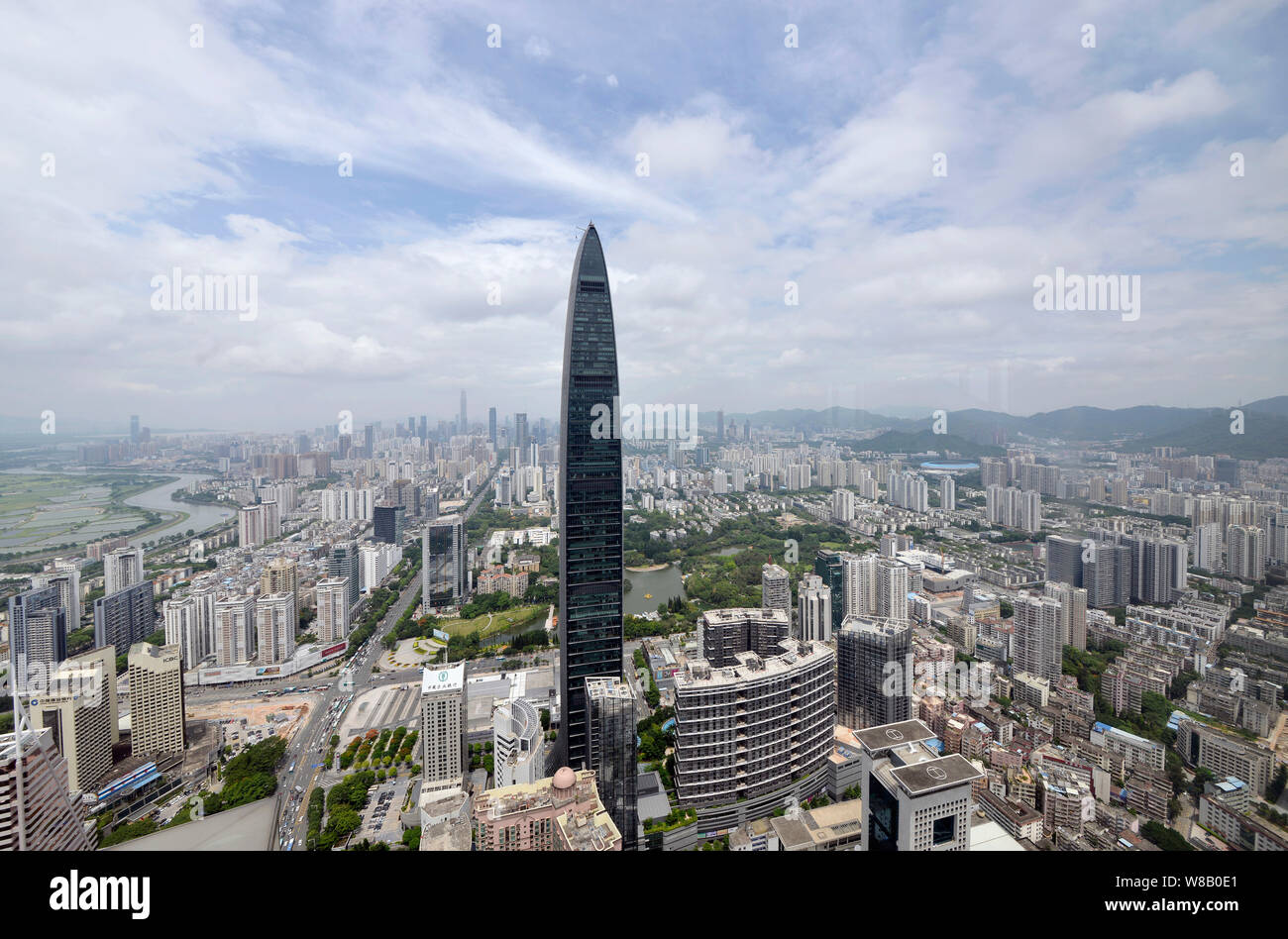 --FILE--Cityscape of downtown areas with the KK100, tallest, formerly ...