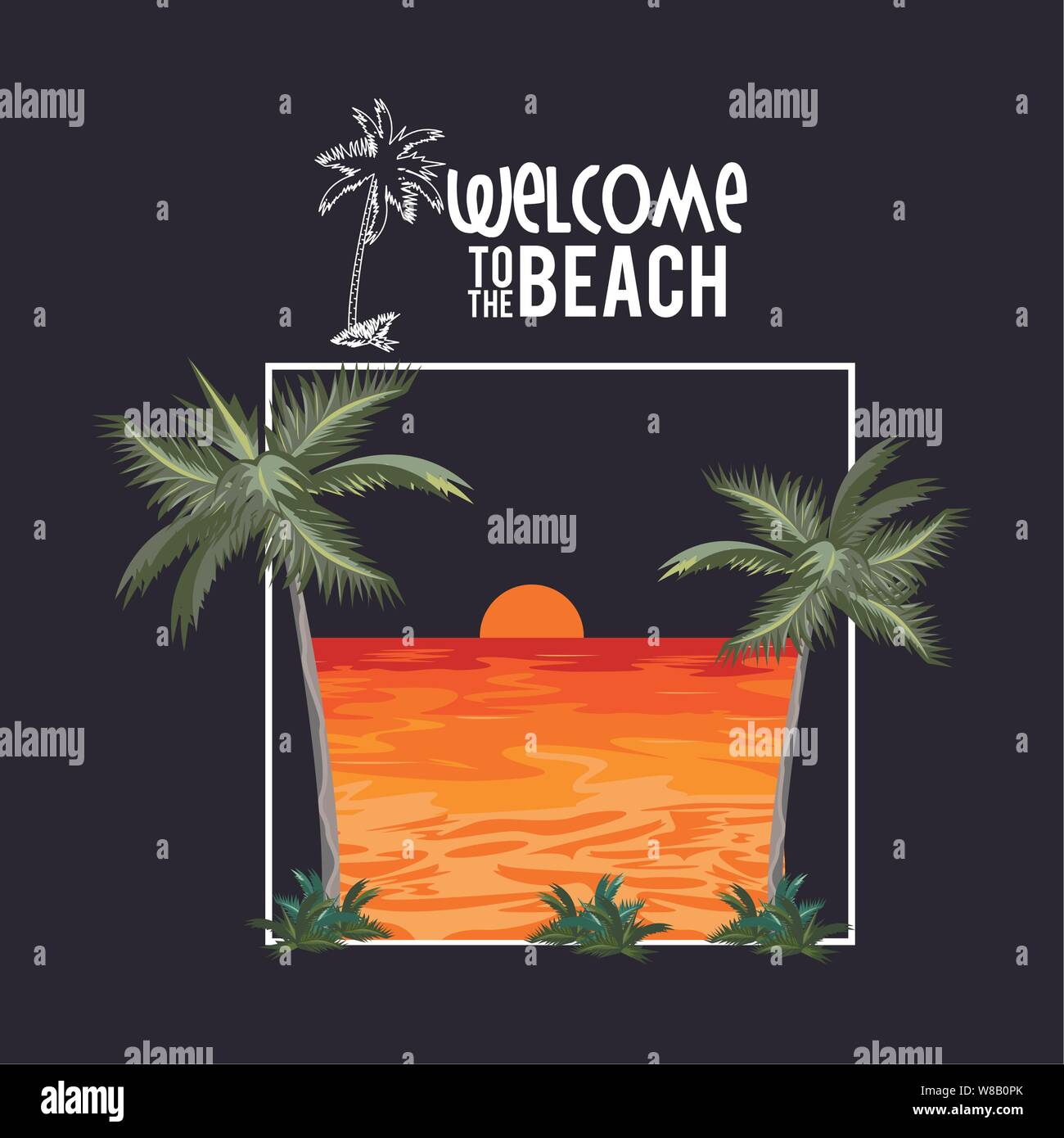 Welcome to the beach summer card Stock Vector Image & Art - Alamy
