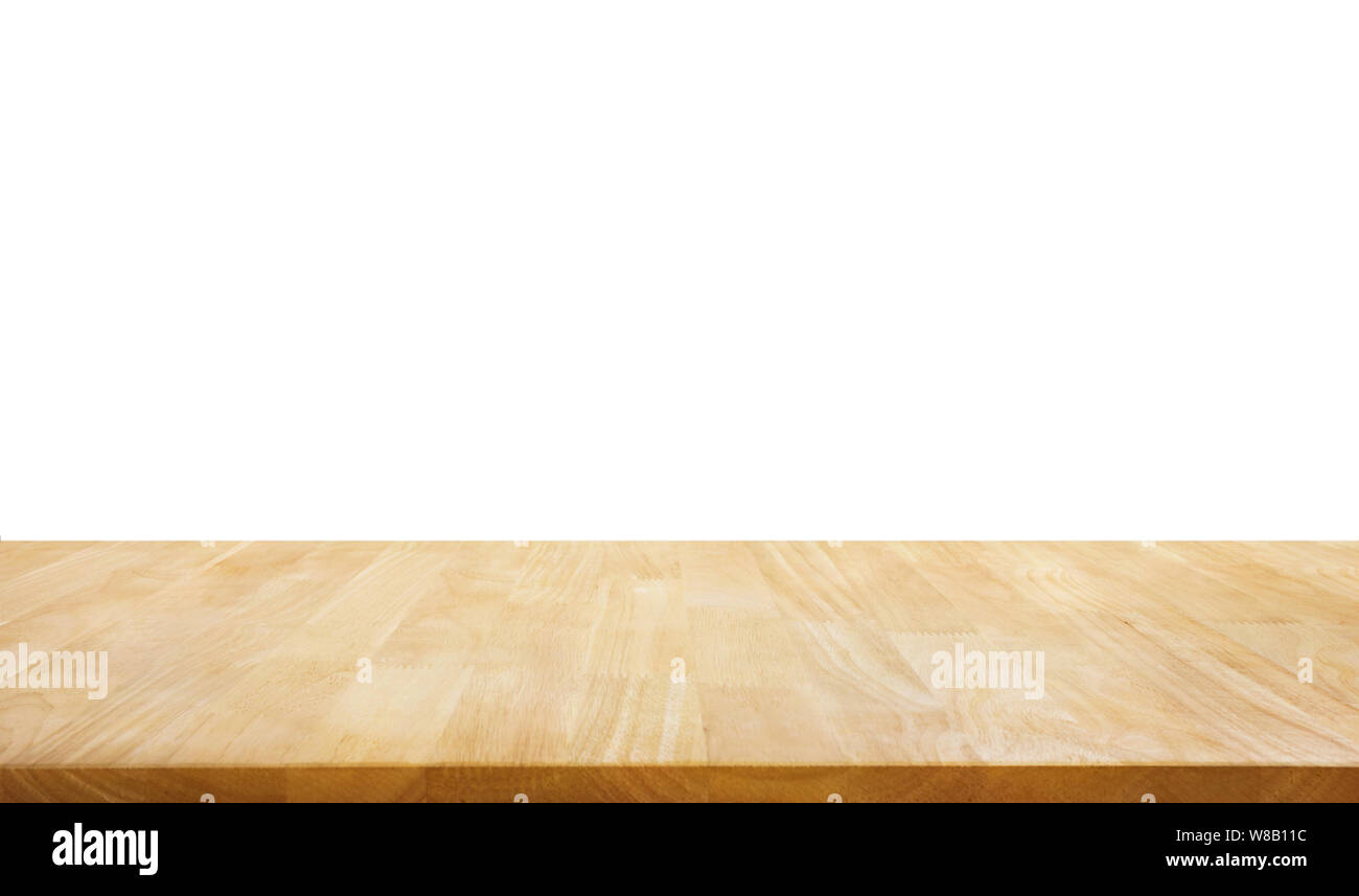 Real wood table top texture on white background.For create product ...