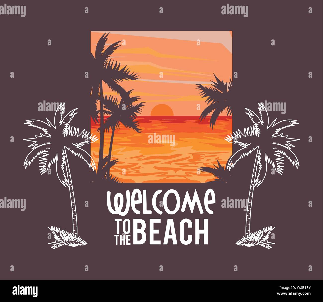 Welcome to the beach summer card Stock Vector Image & Art - Alamy