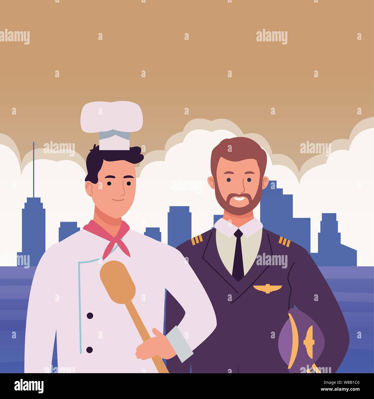 Professionals workers couple smiling cartoons Stock Vector Image & Art ...