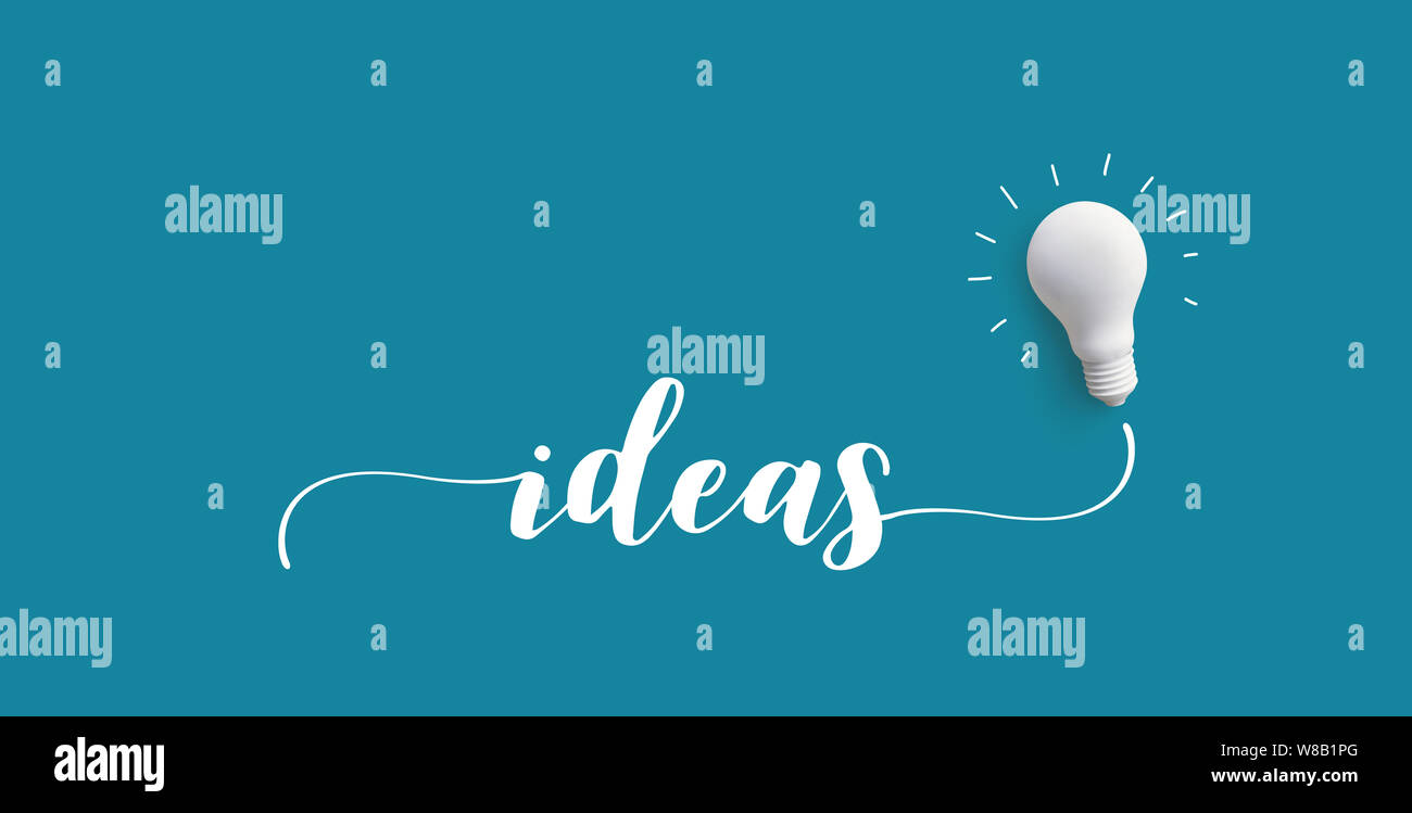 IDEAS message with light bulb.business creativity concepts Stock Photo ...