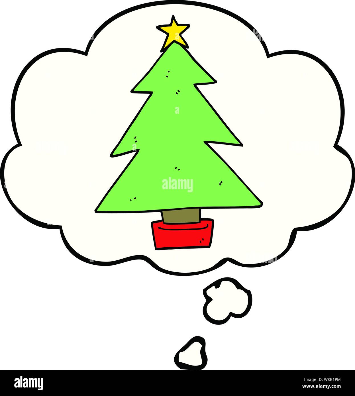 cartoon christmas tree with thought bubble Stock Vector Image & Art - Alamy